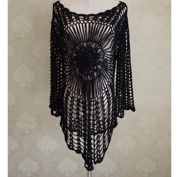 Swim | Black Crochet Cover Up | Poshmark